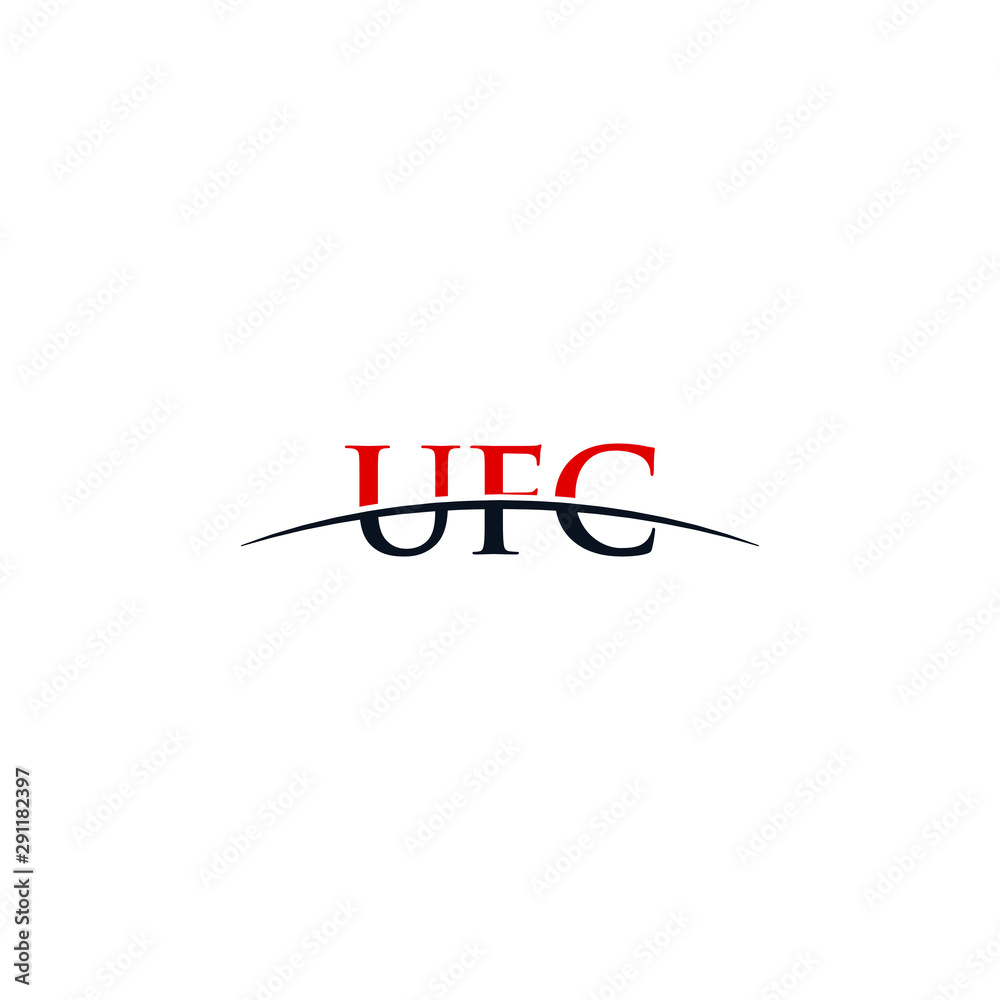 Initial letter UFC, overlapping movement swoosh horizon logo company ...