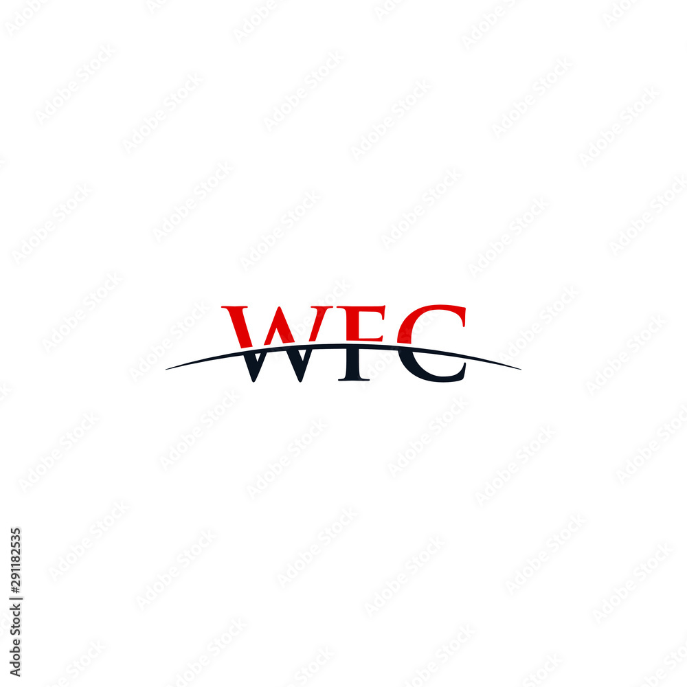 Initial letter WFC, overlapping movement swoosh horizon logo company ...