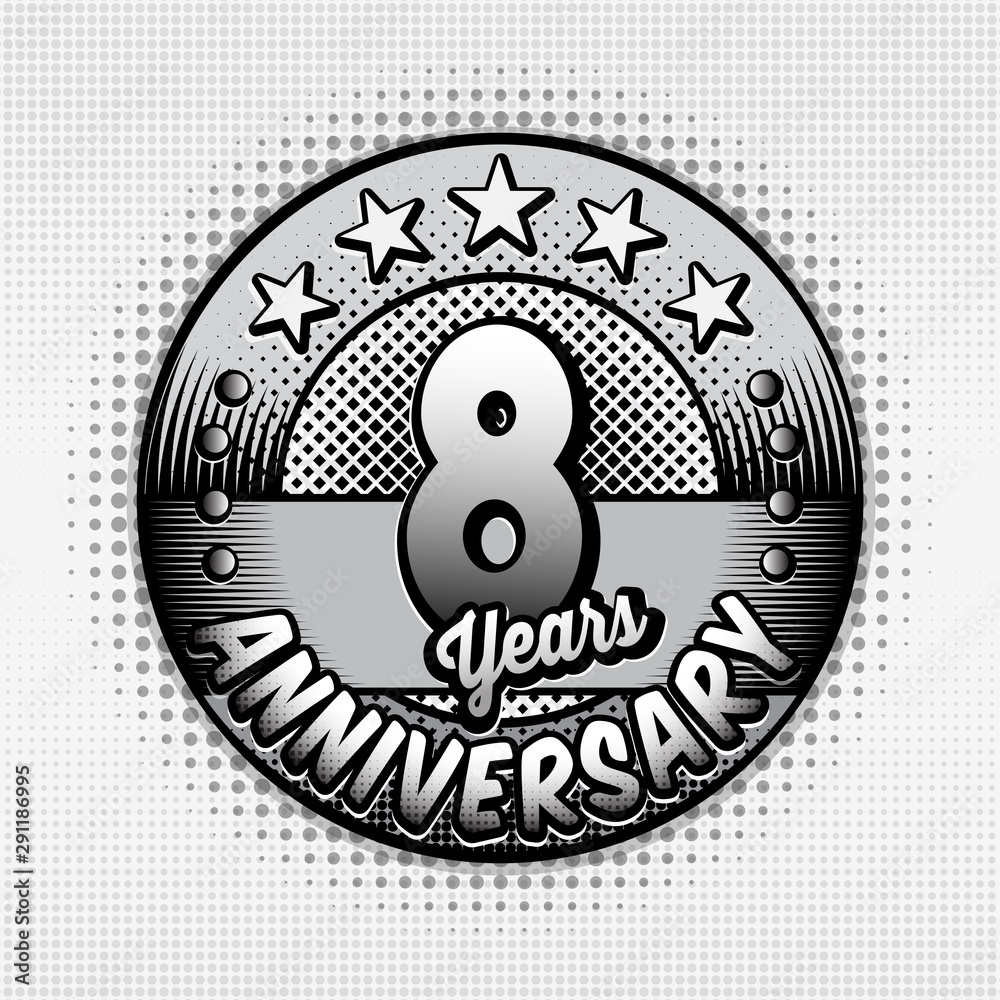 8th anniversary logo. Eight years celebrating anniversary logo. Vector ...