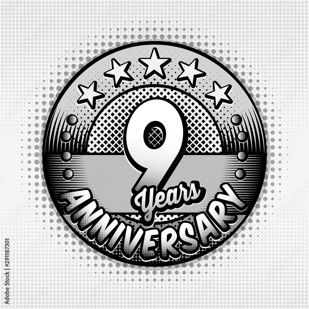 9th anniversary logo. Nine years celebrating anniversary logo. Vector ...