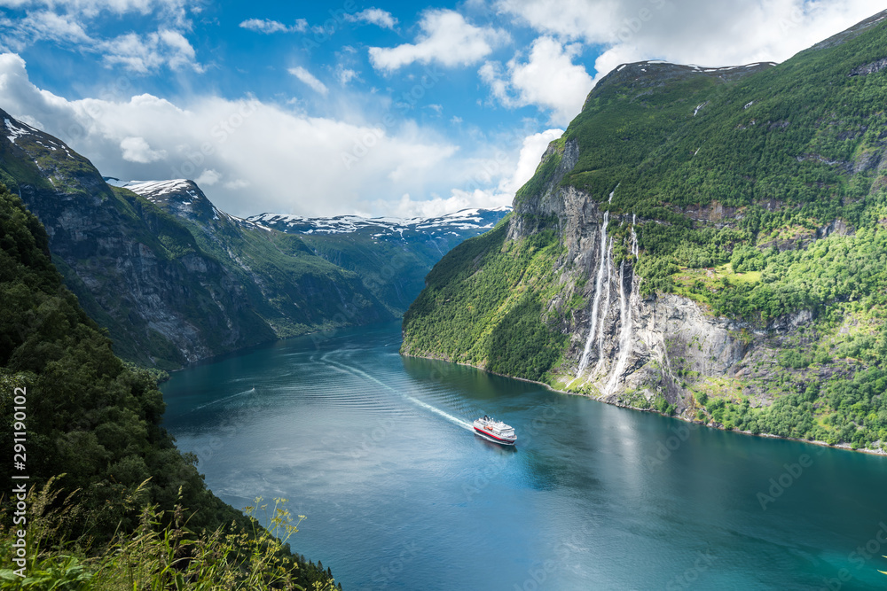 Beautiful views in Geiranger, Geirangerfjord, Norway Stock Photo ...