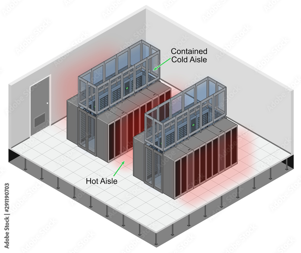 Fototapeta Illustration of a data center showing hot and cold aisles ... Fototapeta Illustration of a data center showing hot and cold aisles ...