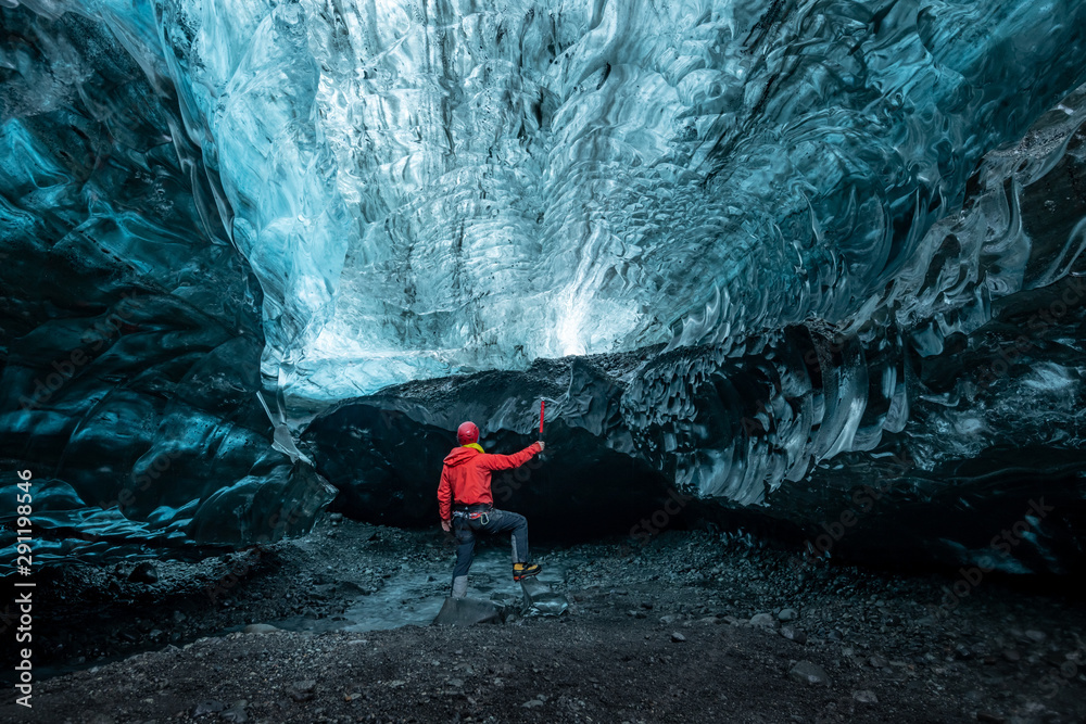 Inside an glacier ice cave in Iceland Stock Photo | Adobe Stock
