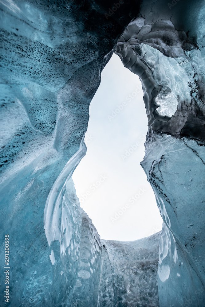 Inside a glacier ice cave in Iceland Stock Photo | Adobe Stock