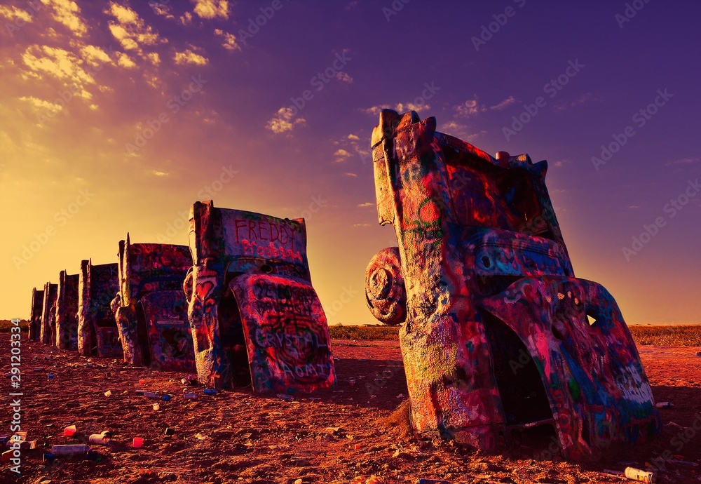 Amarillo, Texas - July 21, 2017 : Cadillac Ranch in Amarillo. Cadillac ...