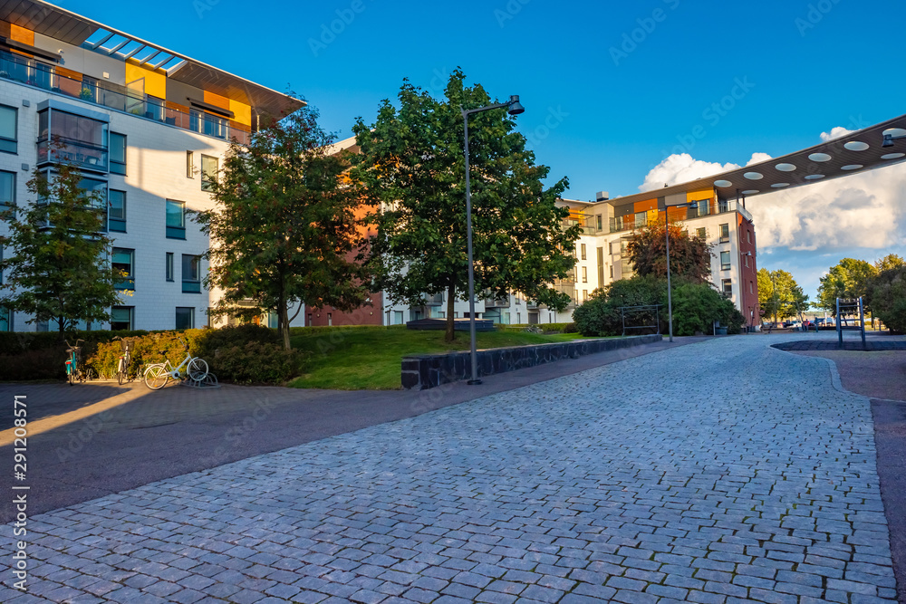 Helsinki. Finland Buildings with an unusual roof. The streets of ...