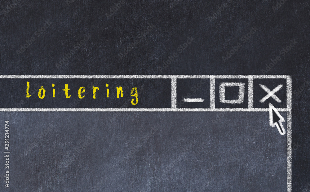 Concept of dealing with problem. Chalk drawing of closing program ...