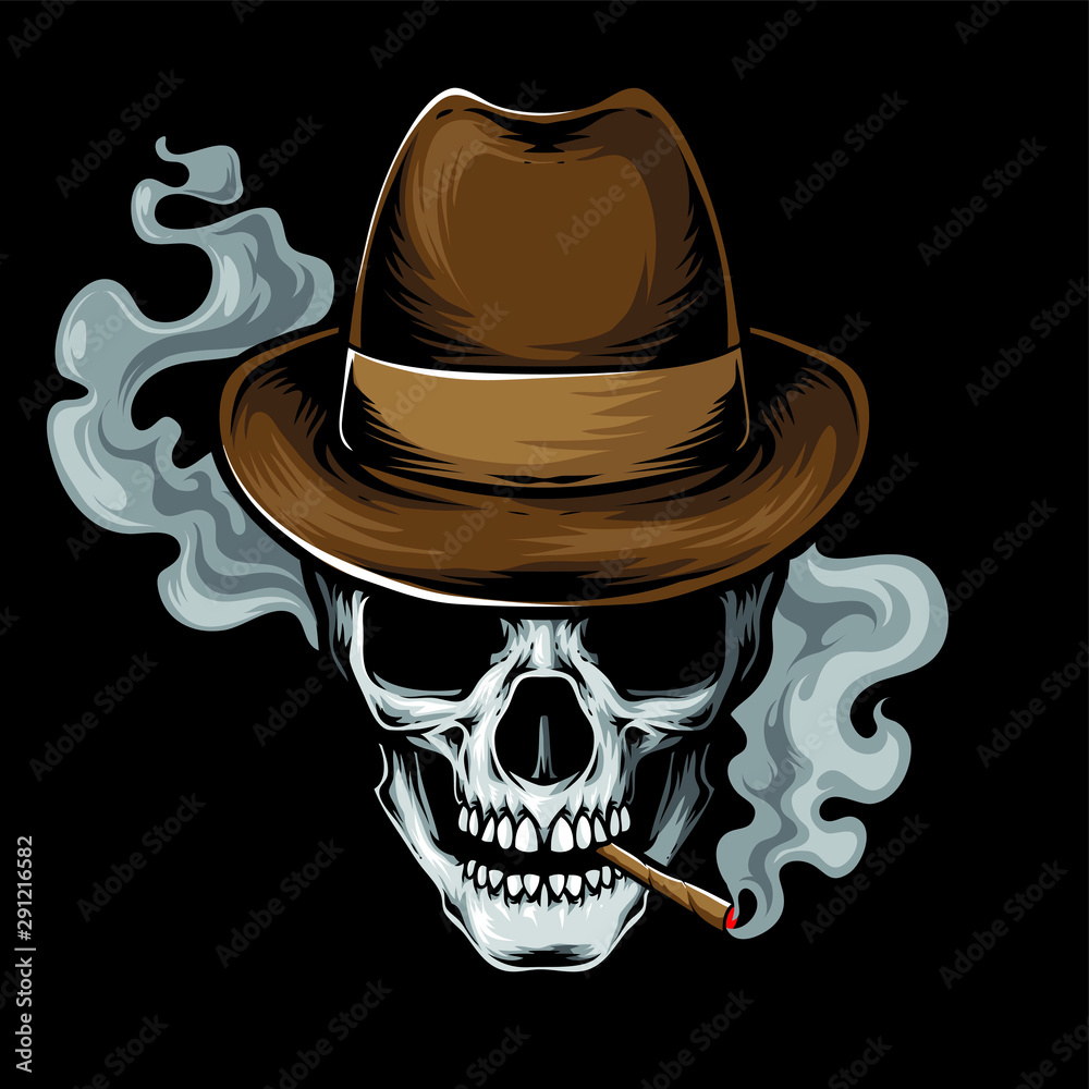 mafia skull smoke vector logo Stock-Vektorgrafik | Adobe Stock