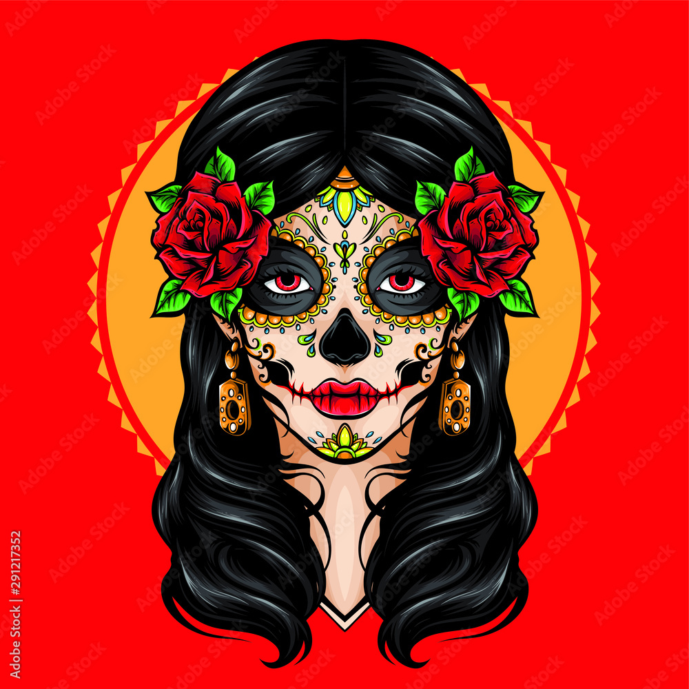 sugar skull la catrina vector logo Stock Vector | Adobe Stock