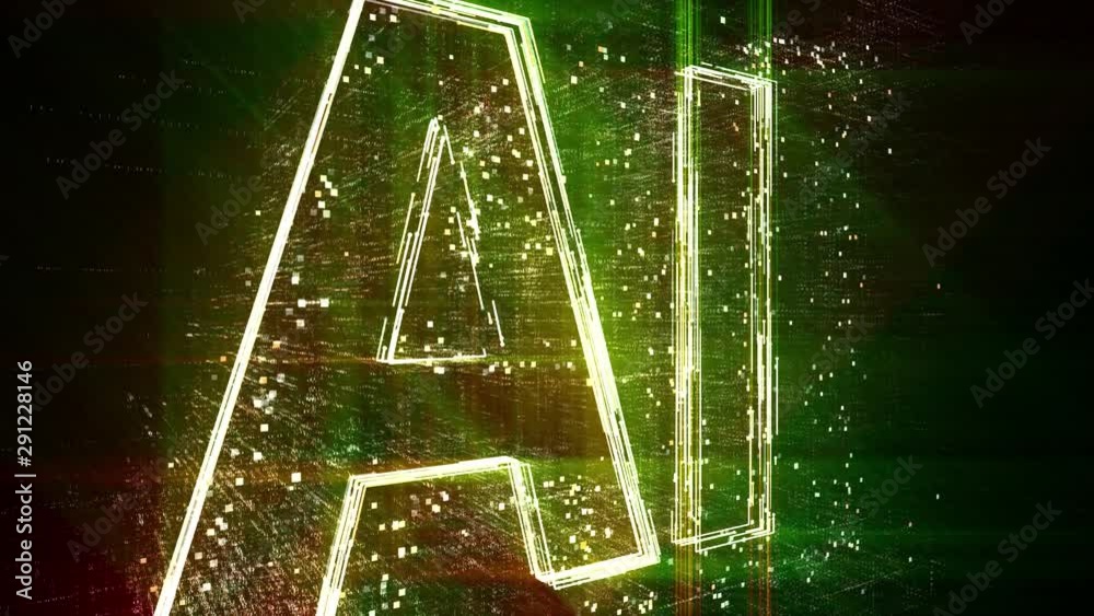 4k AI animated word artificial intelligence tag cloud,text design animation.The Matrix style ...