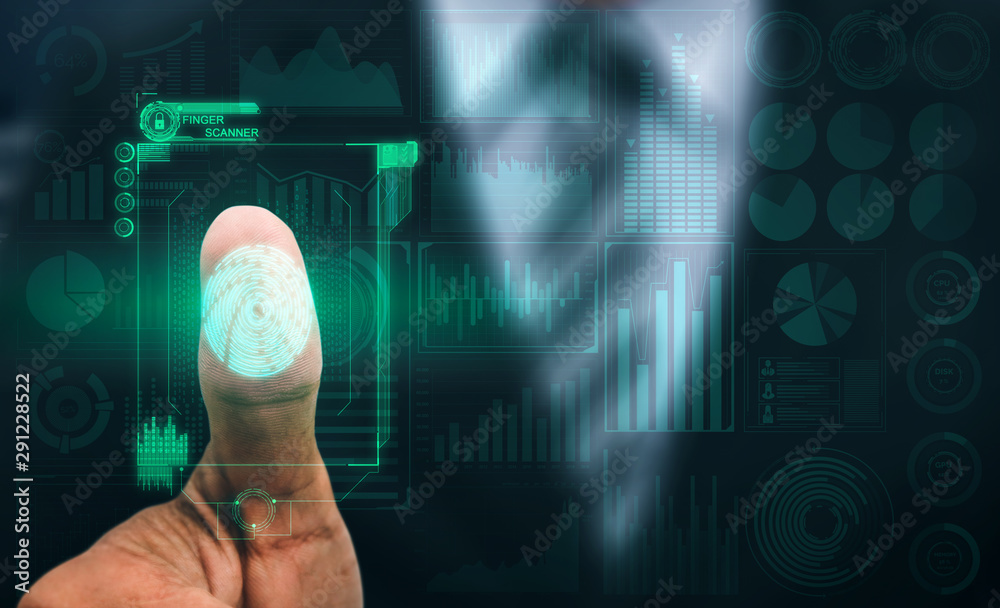 Fingerprint Biometric Digital Scan Technology. Graphic interface ...