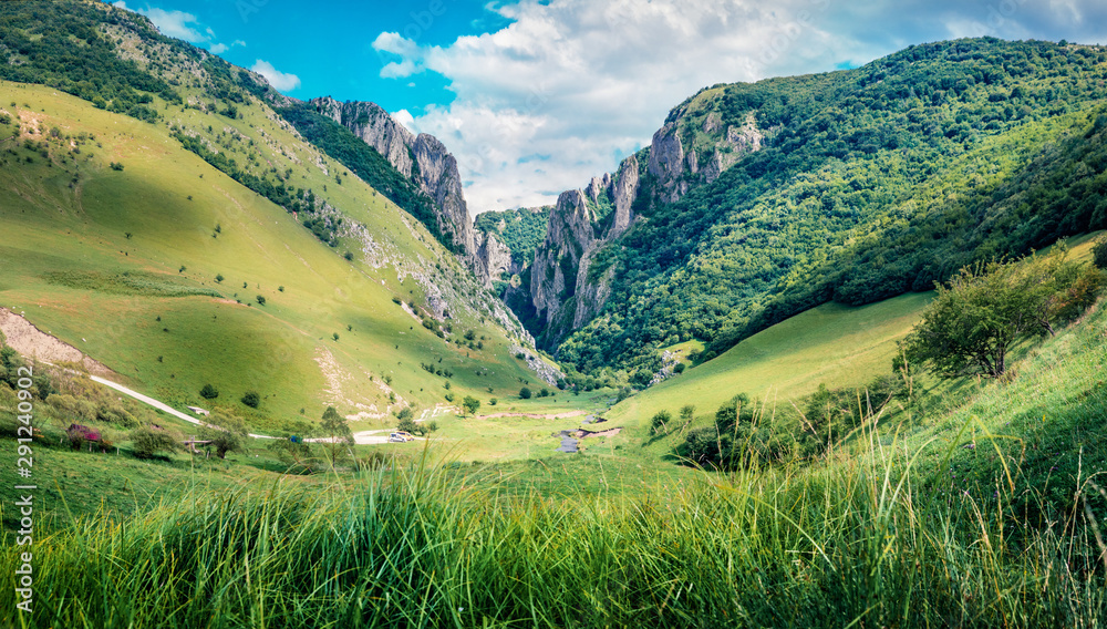 Colorful evening view of Cheile Turzii / Turzii's Gorge canyon, large ...
