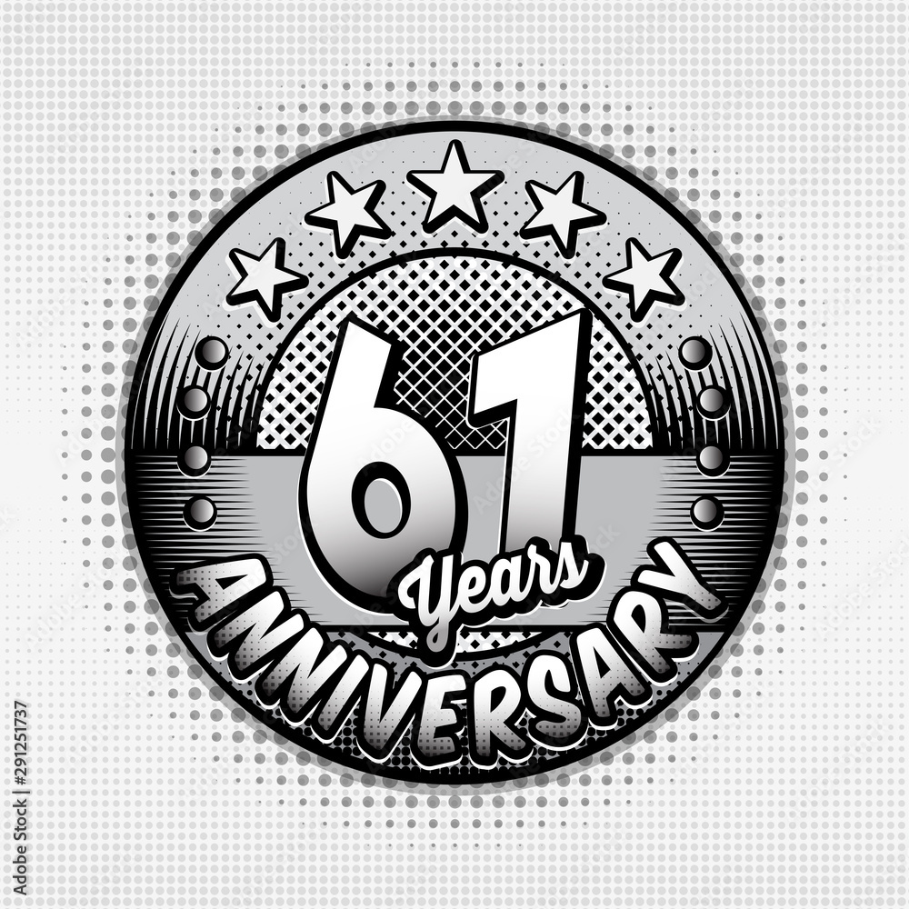 61st anniversary logo. Sixty-one years celebrating anniversary logo ...