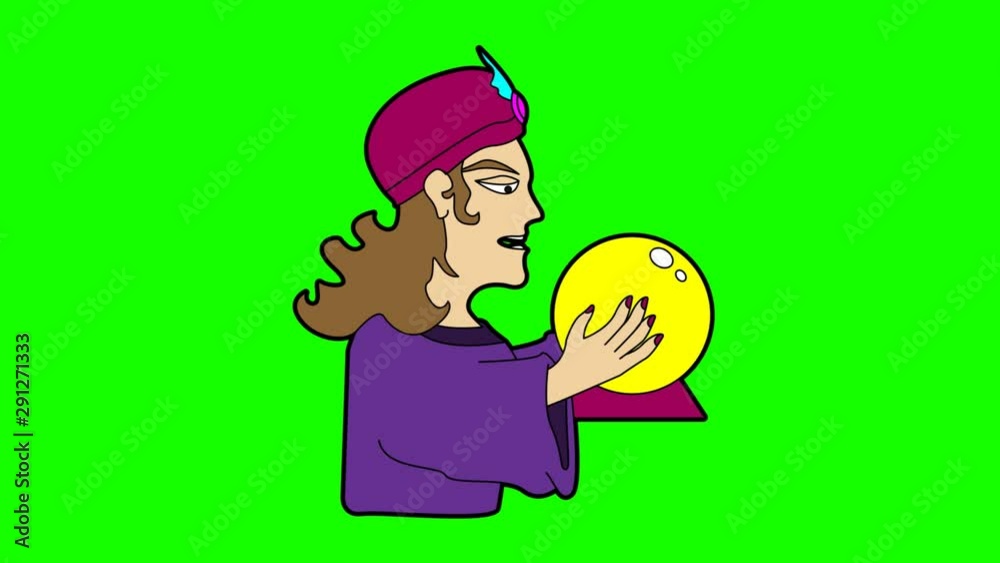 fortune teller animation green screen. 2D flat simple motion vídeo do ...