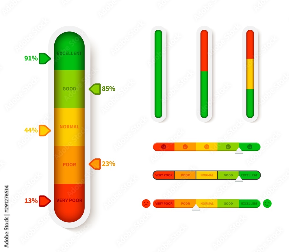 Vertical color level indicator. Progress bar template. Vector ...