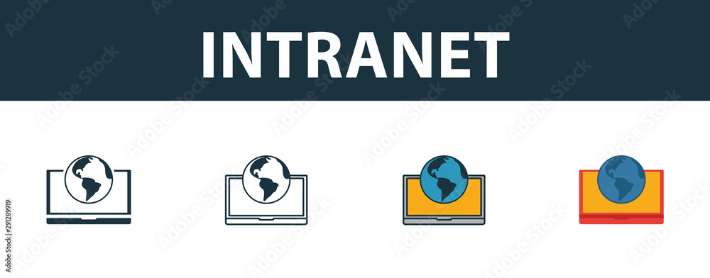 Intranet icon set. Four simple symbols in diferent styles from icons ...