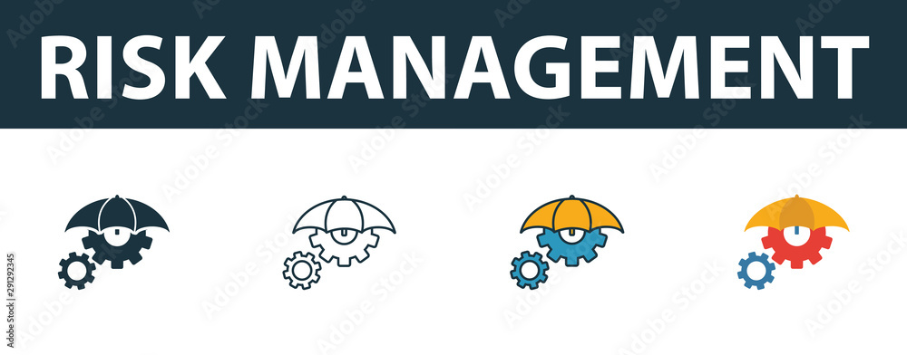 Risk Management icon set. Four simple symbols in diferent styles from ...