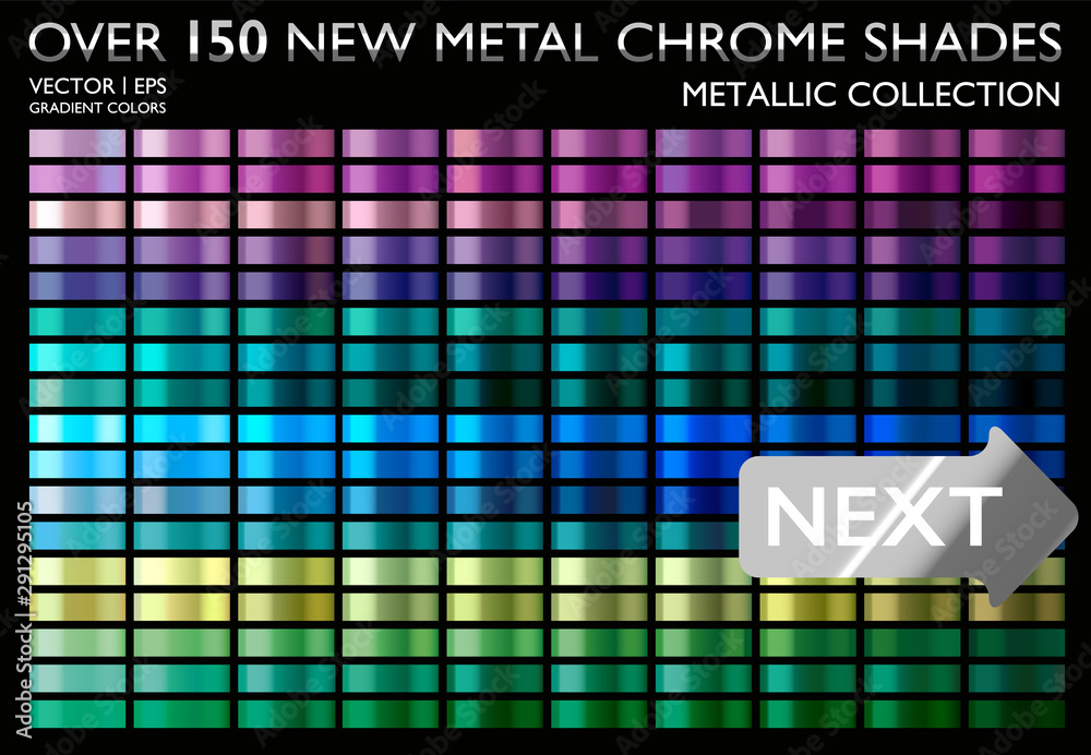 Metal gradient color swatches. Chrome texture pattern for screen ...