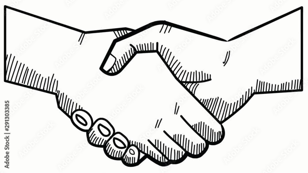 Hand Shake Cartoon hand drawn illustration animation sketch with ...