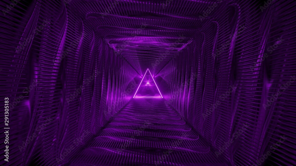 abstract holy glowing triangle wireframe design with metal motion ...