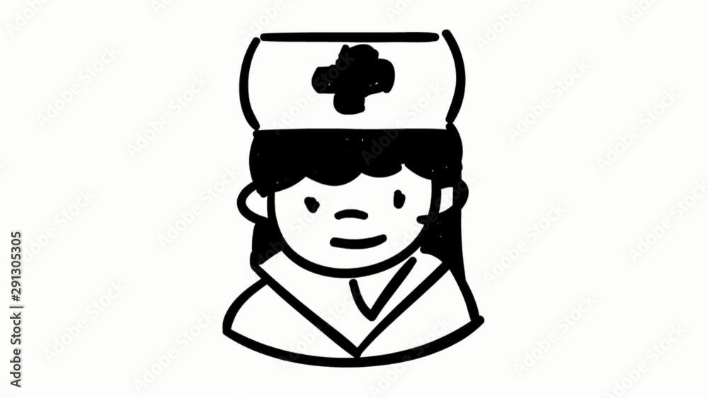 Nurse cartoon hand drawn illustration animation sketch with transparent ...