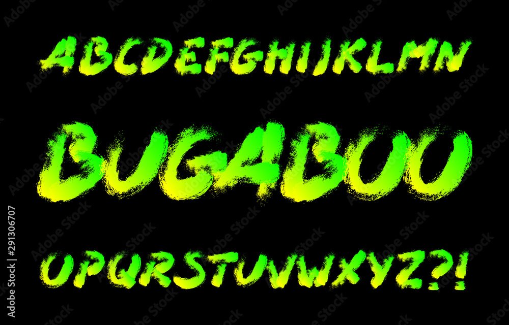 Bugaboo alphabet font. Brushstroke letters. Stock vector typography for ...