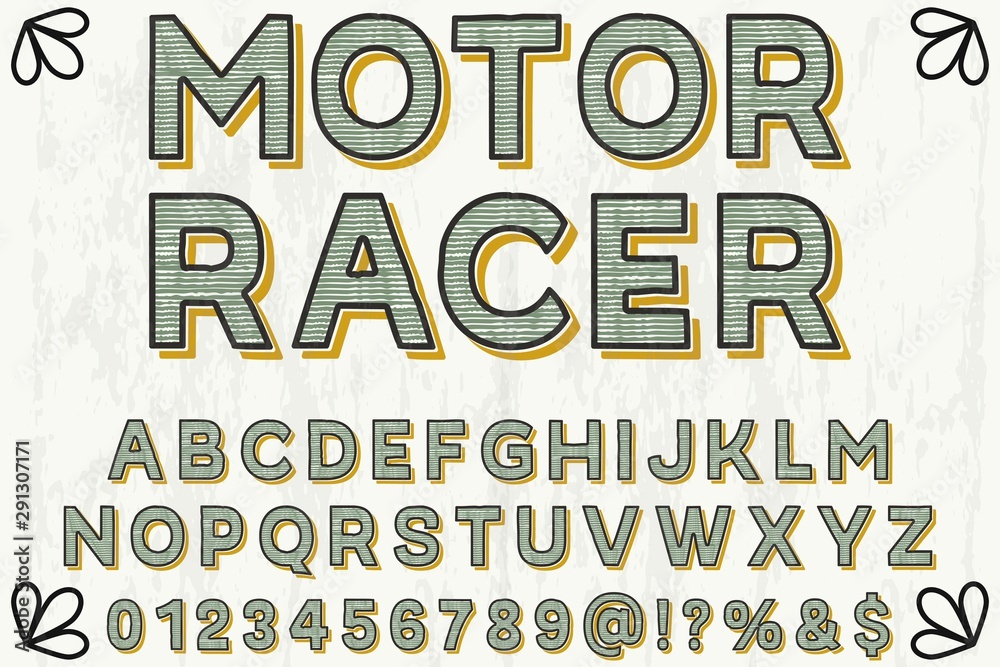 font script typeface vector motor racer Stock Vector | Adobe Stock