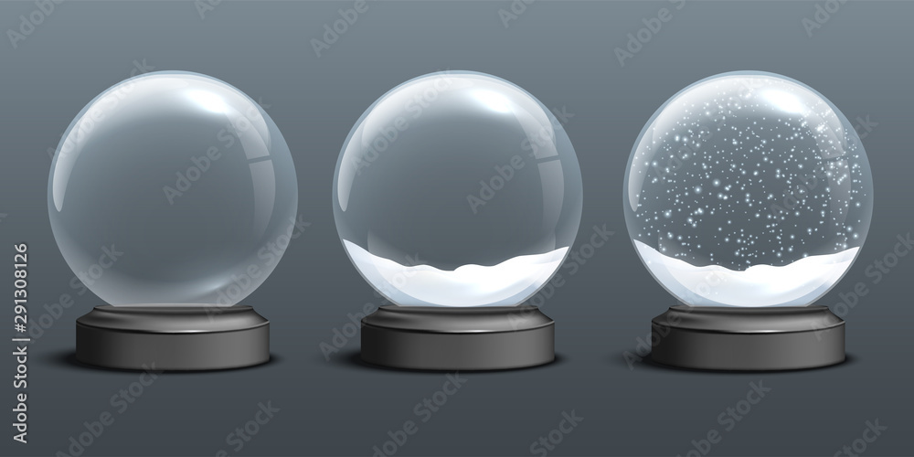 Snow globe templates. Empty glass snow globe and snow globes with snow ...