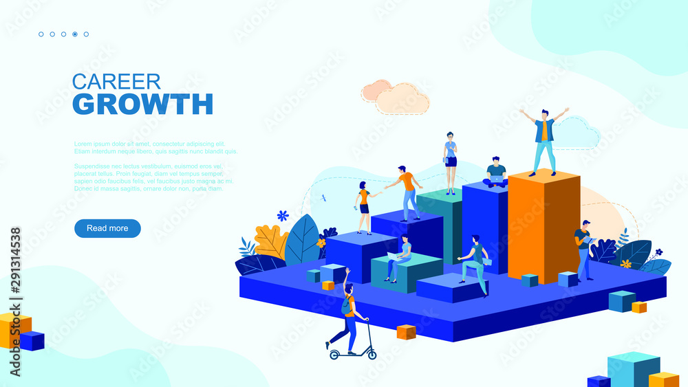 Trendy flat illustration. Career growth page concept. Successful ...