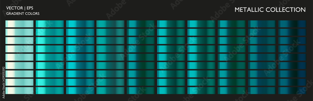 Metal blue gradient color set. Chrome texture surface background ...