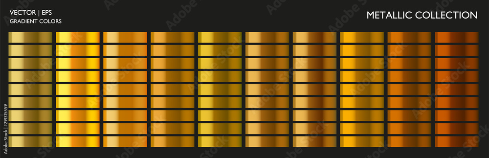 Metal gradient yellow color set. Chrome texture surface background ...