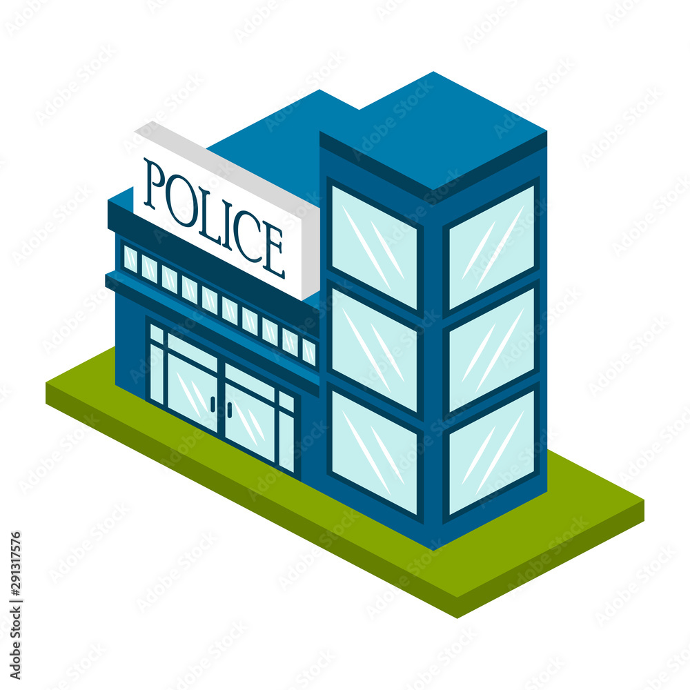 Isolated 3d police station building over a white background - Vector ...