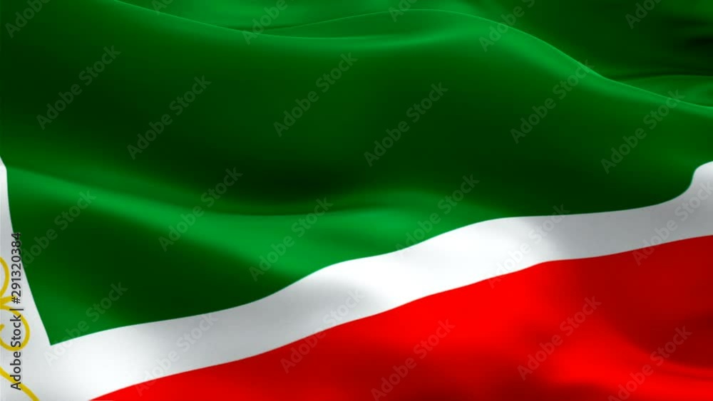 Chechnya - Russian region flag flag Closeup 1080p Full HD 1920X1080 ...
