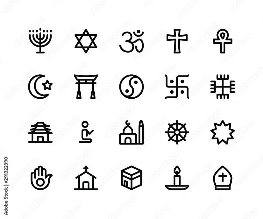 Simple Set of Religion Related Vector Line Icons. Contains such Icons ...