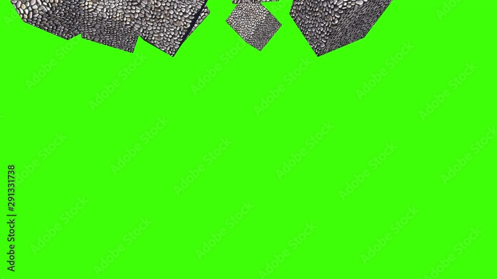 Abstract creative 3D box transition masks. Green screen, alpha channel ...