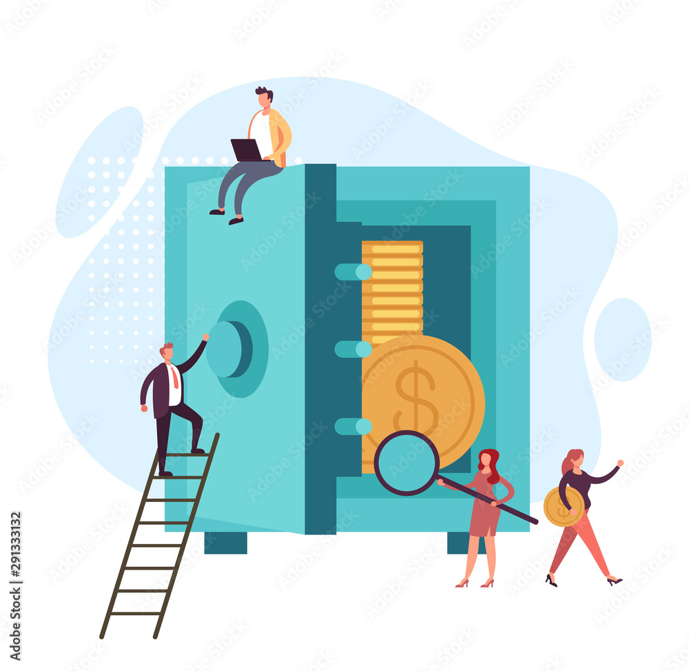 Money safe protection concept. Vector graphic design flat cartoon ...