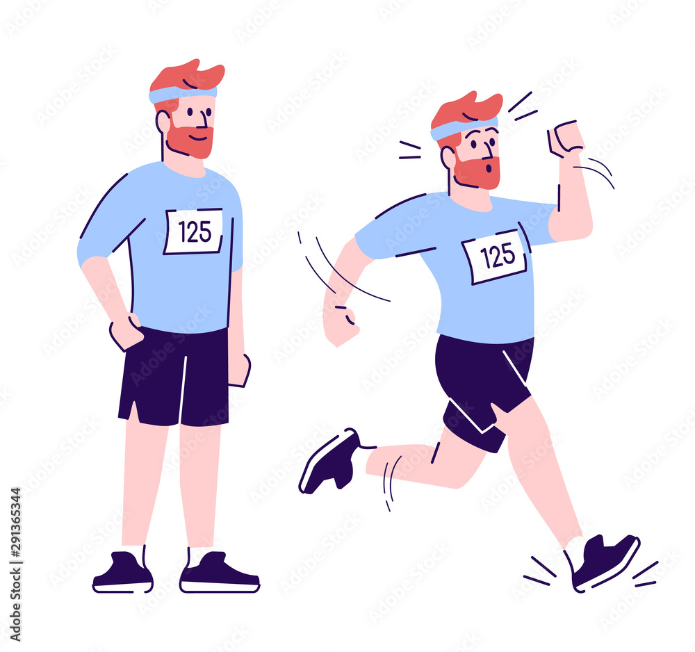 Cartoon Man Running Marathon