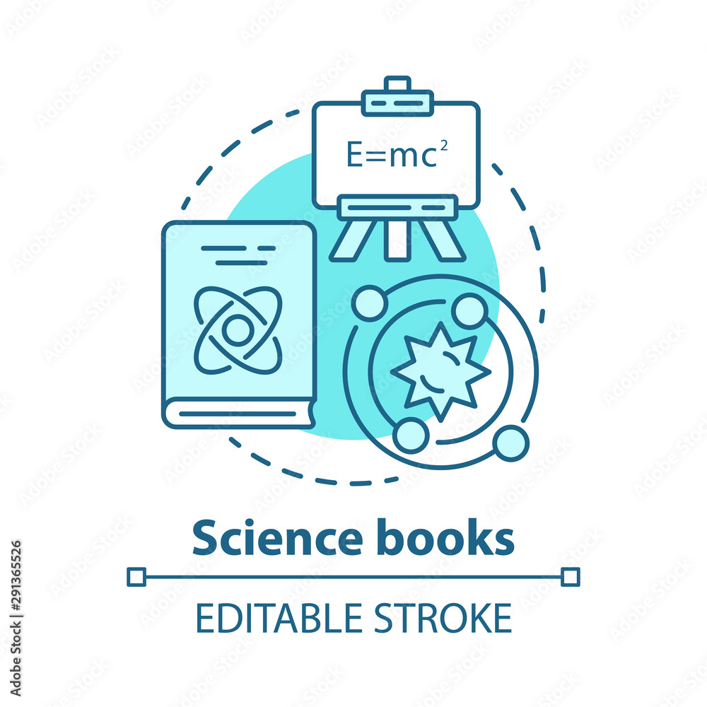 Science books concept icon. Scientific literature idea thin line ...