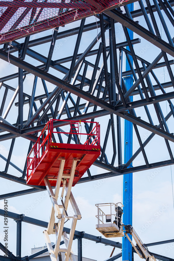 Professional installation work on a construction building site ...