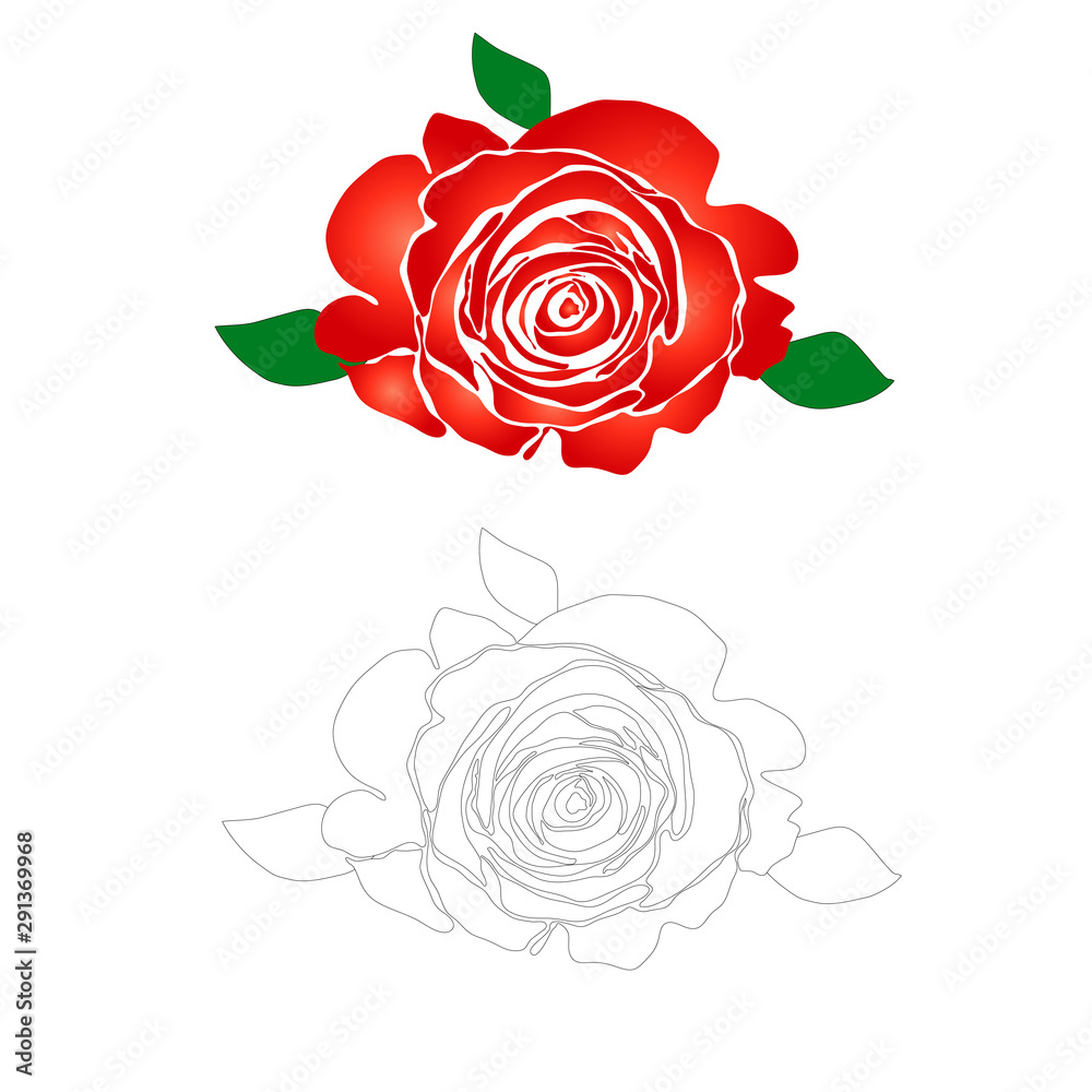 Simple Red Rose Drawing
