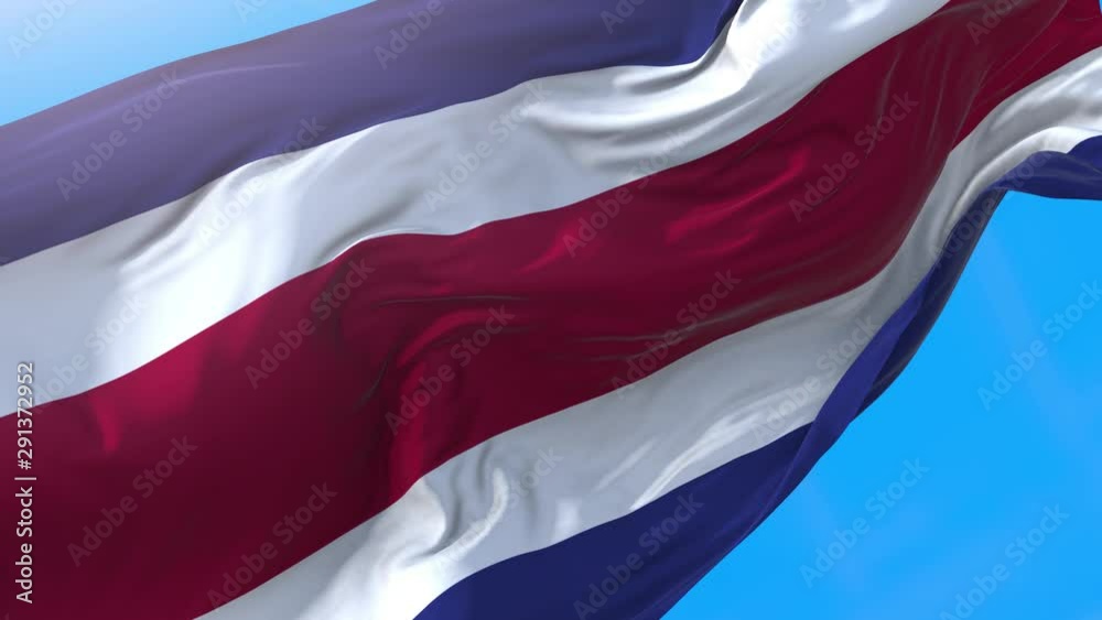 Costa Rica flag video waving in wind 4K. Realistic Costa Rican ...