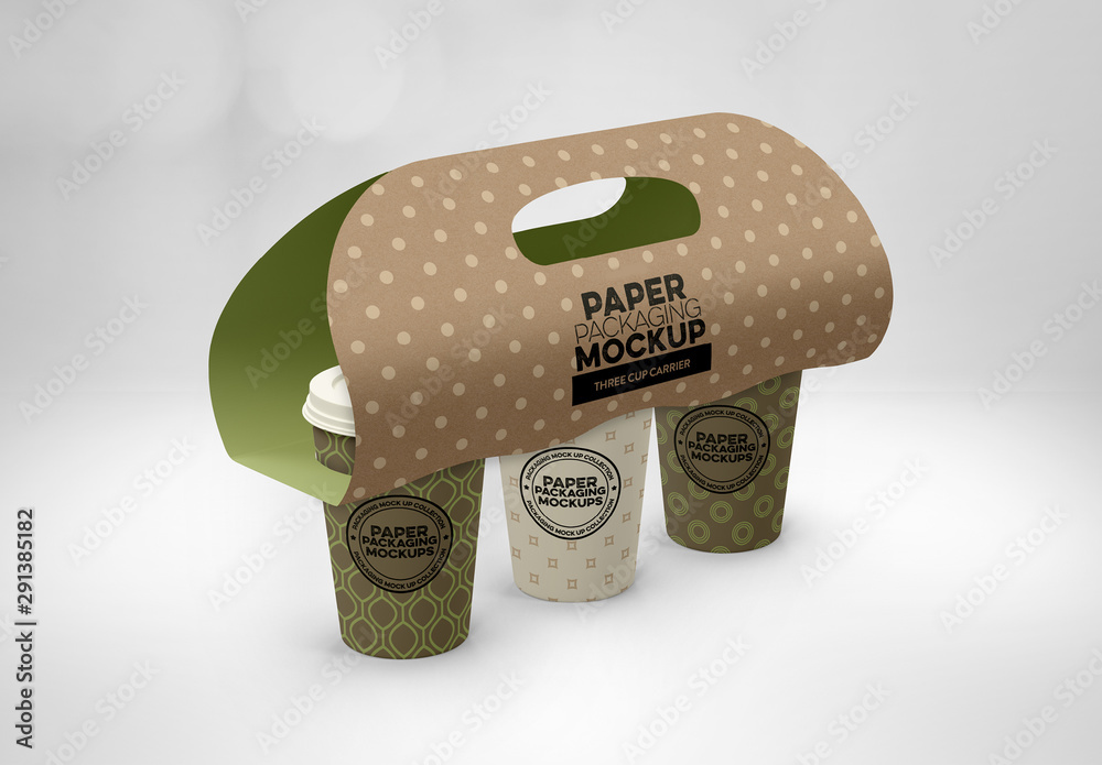 3 Paper Cups with Carrier Mockup Stock Template | Adobe Stock