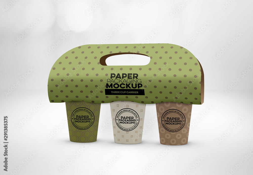 3 Paper Cups with Carrier Mockup Stock Template | Adobe Stock