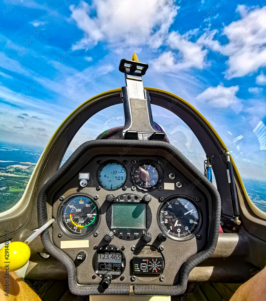 cockpit of a glider aircraft Stock Photo | Adobe Stock