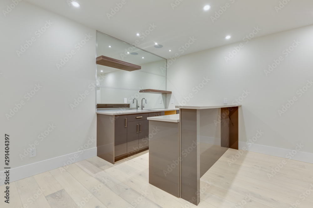 Interior design of a lower level room in the newly built house for use ...