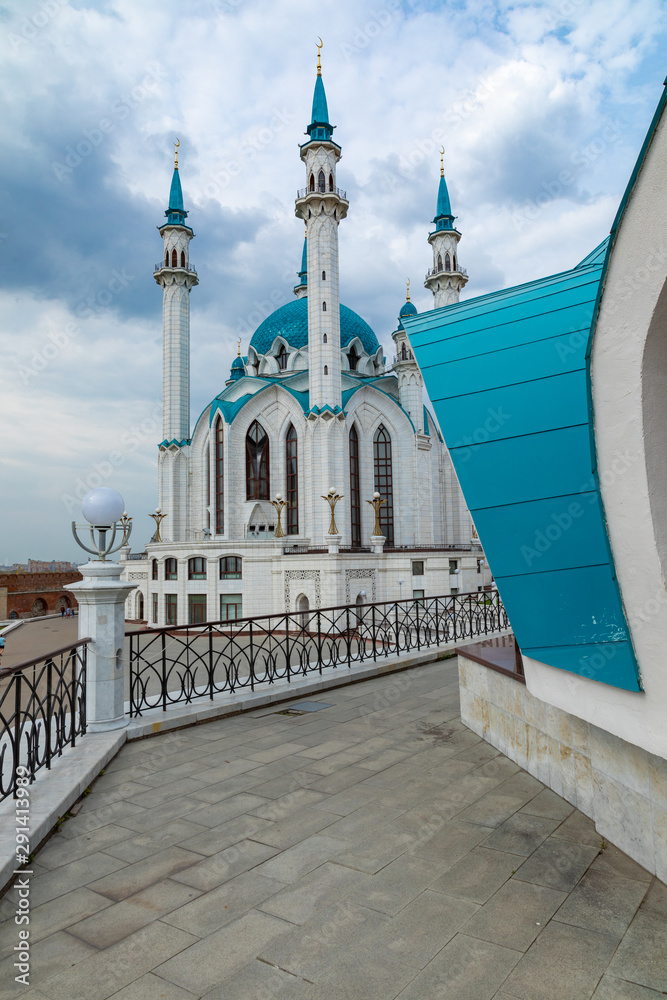 View on Kul Sharif mosque in Kazan Kremlin, one of the largest mosques in Russia. The Republic ...