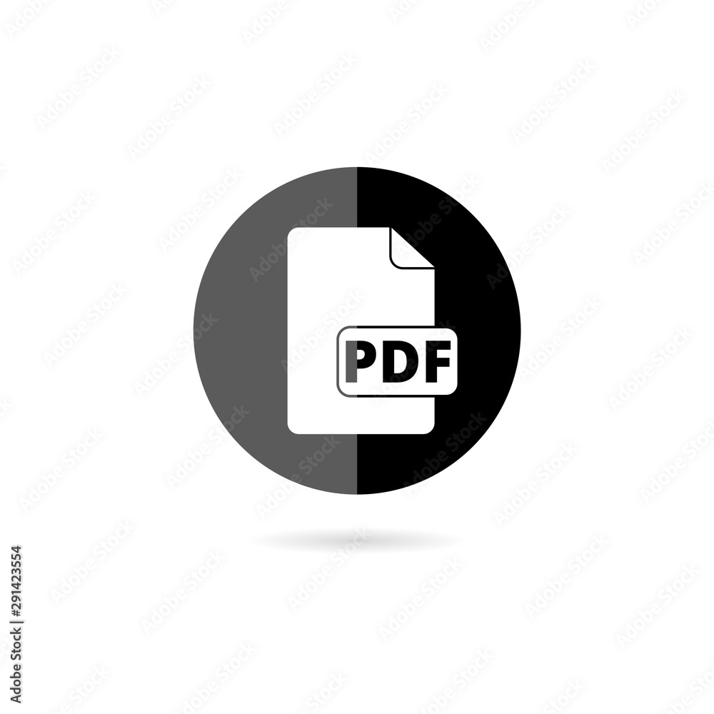 Image of document page with text PDF in black circle Stock Illustration ...
