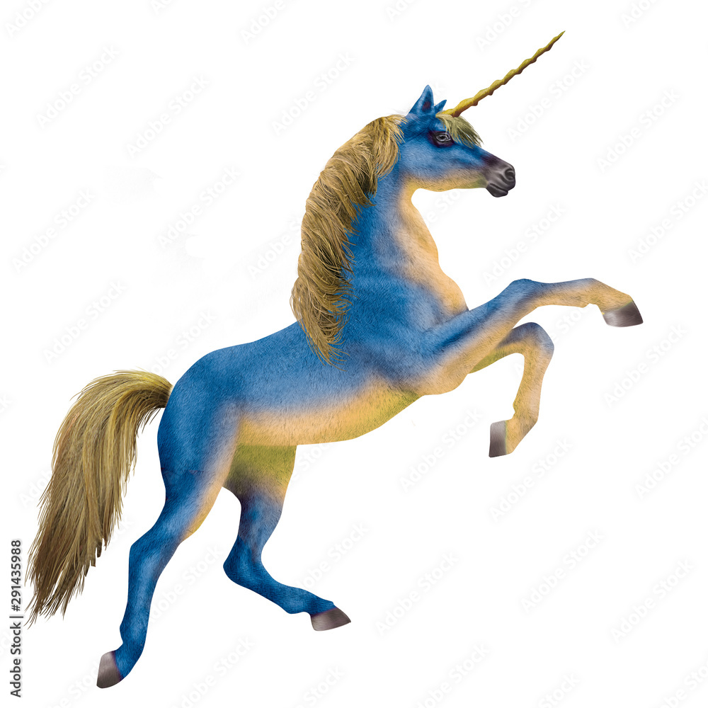 cheval, licorne, animal, isolé, blanc, étalon, bleu, galop ...
