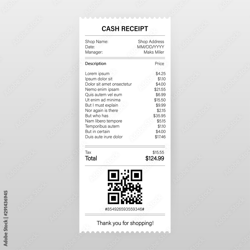 Vetor de Receipts vector illustration of realistic payment paper bills ...