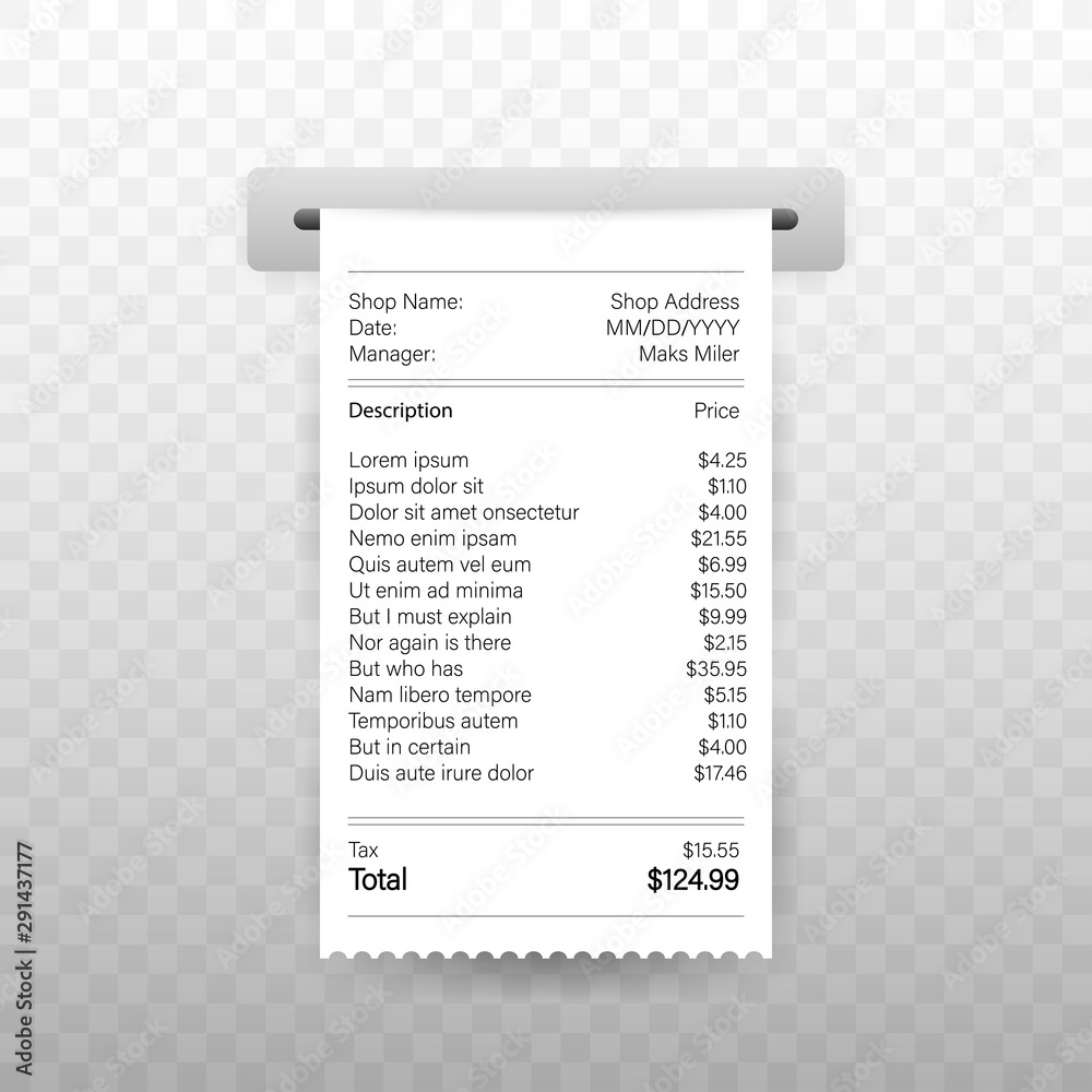 Vector Realistic 3d Paper Printed ATM Transaction Record Receipt Set ...